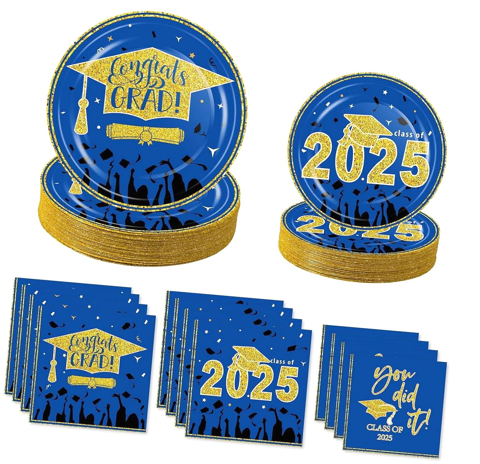 Highcool Graduation Party Plates and Napkins Blue and 2025 Graduation ...