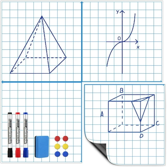Highcool Graph Paper for Whiteboard: 4-in-1 Grid XY Coordinate Plane ...
