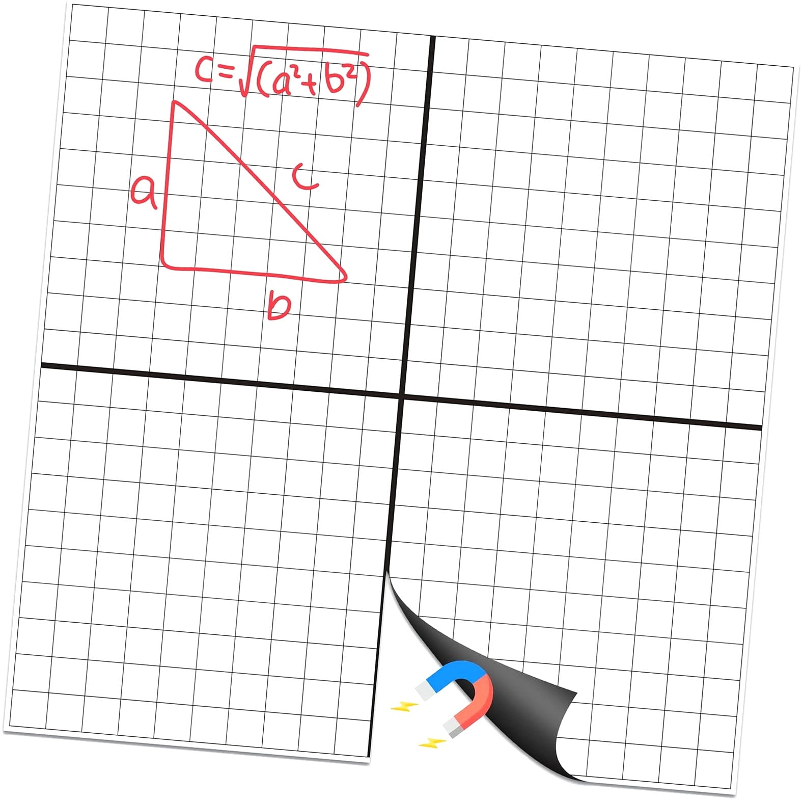 Highcool Grid Whiteboard 26"x26" XY Coordinate Math with Gridlines for ...