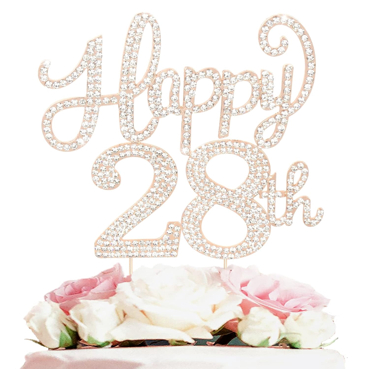 Highcool Happy 28th Birthday Decorations, 28th Birthday Rhinestone Cake ...