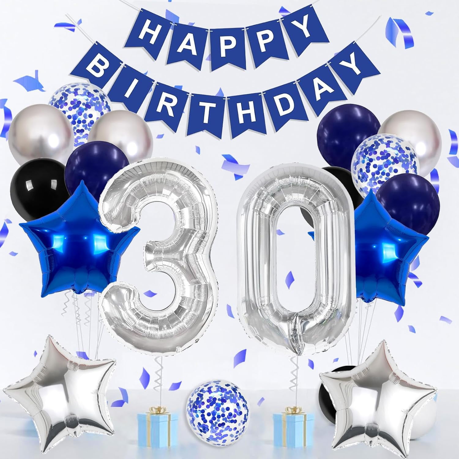 Highcool Happy 30th Birthday Decorations For Her Him, Silver 30 Balloon ...