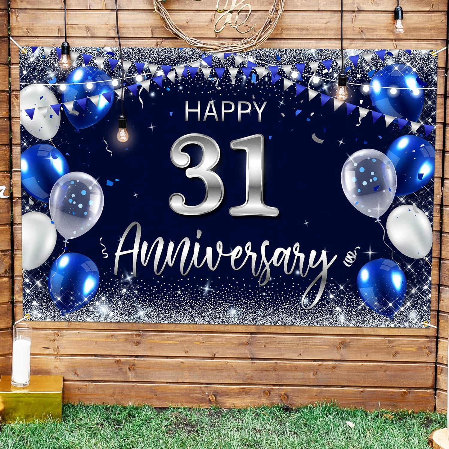 Highcool Happy 31st Anniversary Backdrop Banner Decor Navy Blue ...