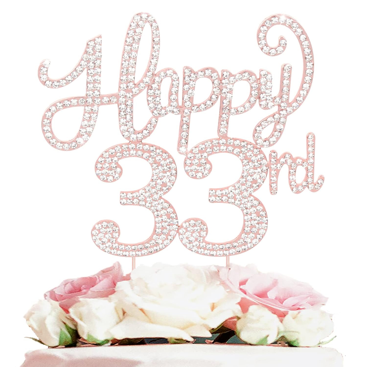 Highcool Happy 33rd Birthday Decorations, 33rd Birthday Rose Rhinestone ...