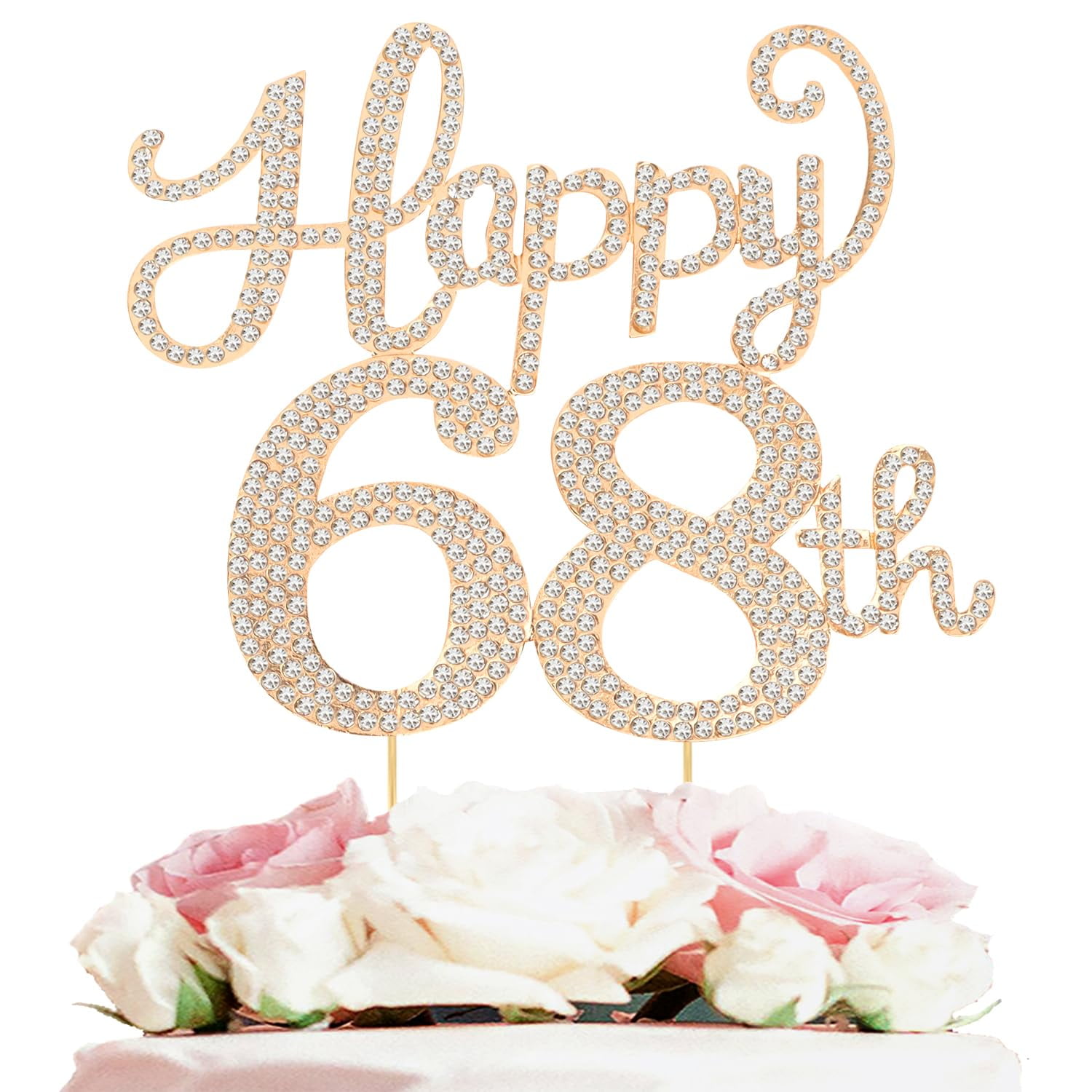 Highcool Happy 68th Birthday Decorations, 68th Birthday Rhinestone Cake ...