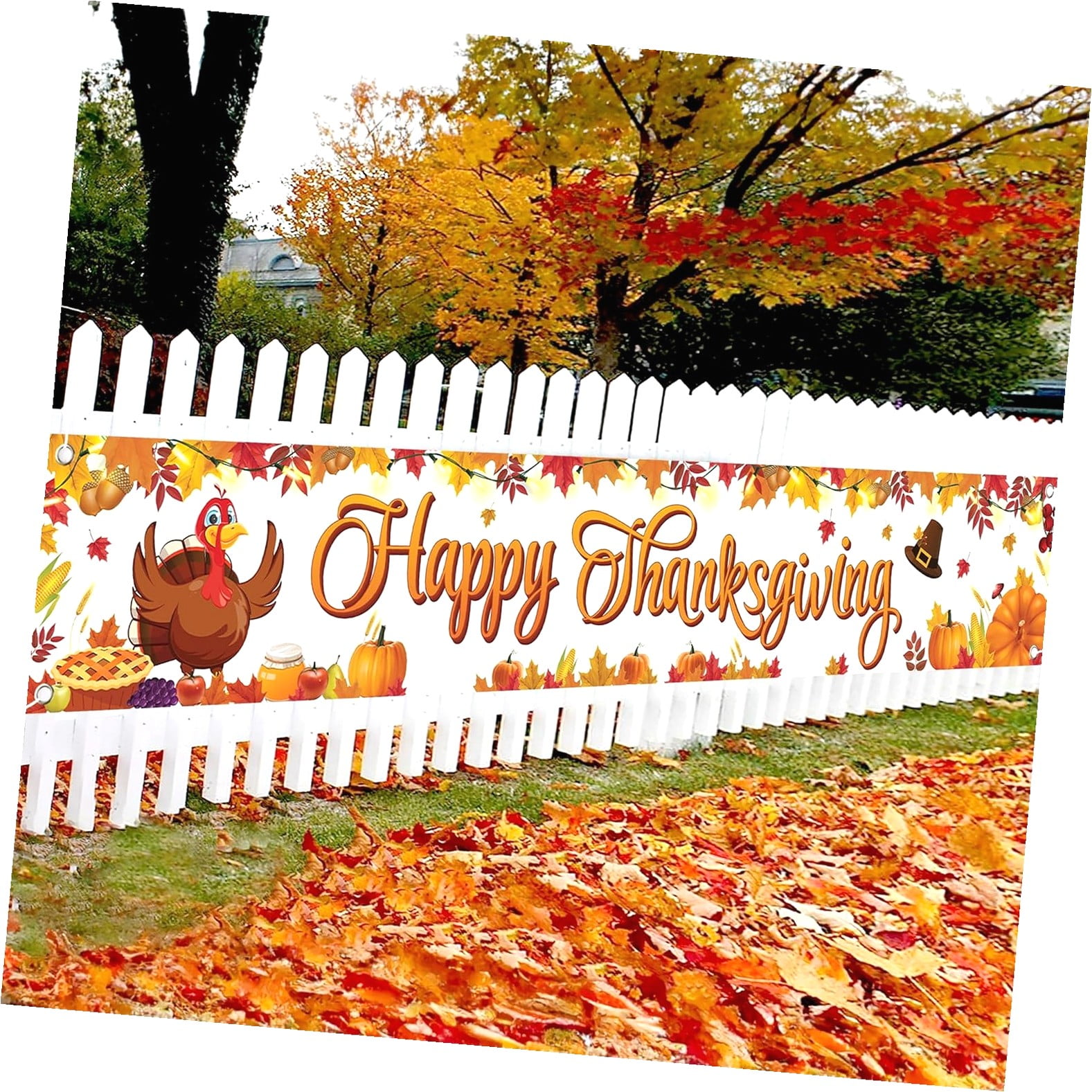 Highcool, Happy Thanksgiving Banner Extra Large 120x20 Inch | Yard ...