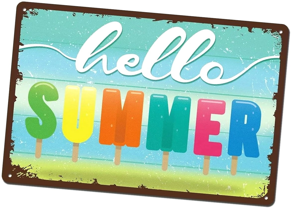 Highcool Hello Door Sign Farmhouse Decor Metal Sign for Wall Door ...