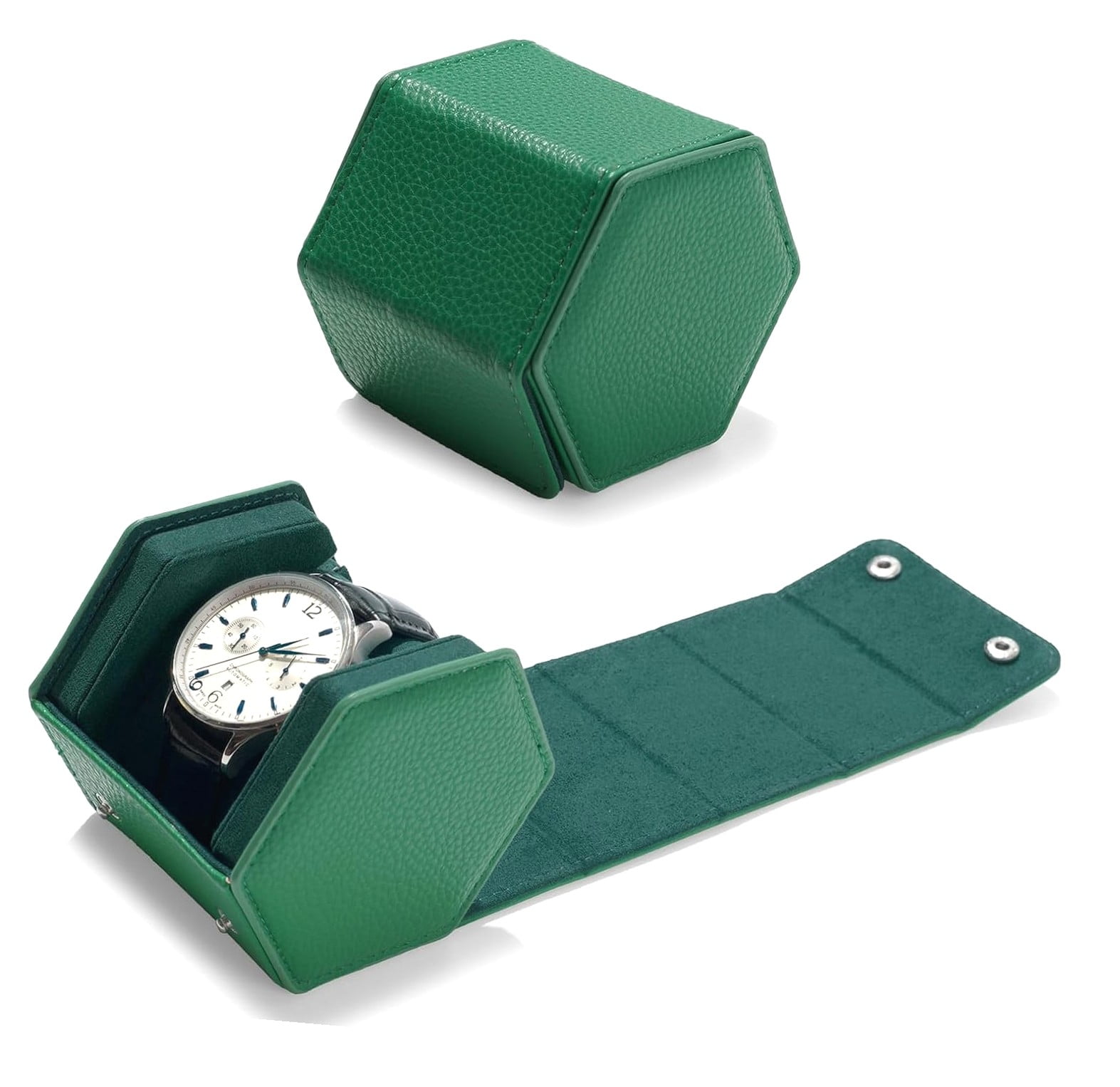 Highcool Hexagonal Leather Watch Travel Case Single Watch Box for ...