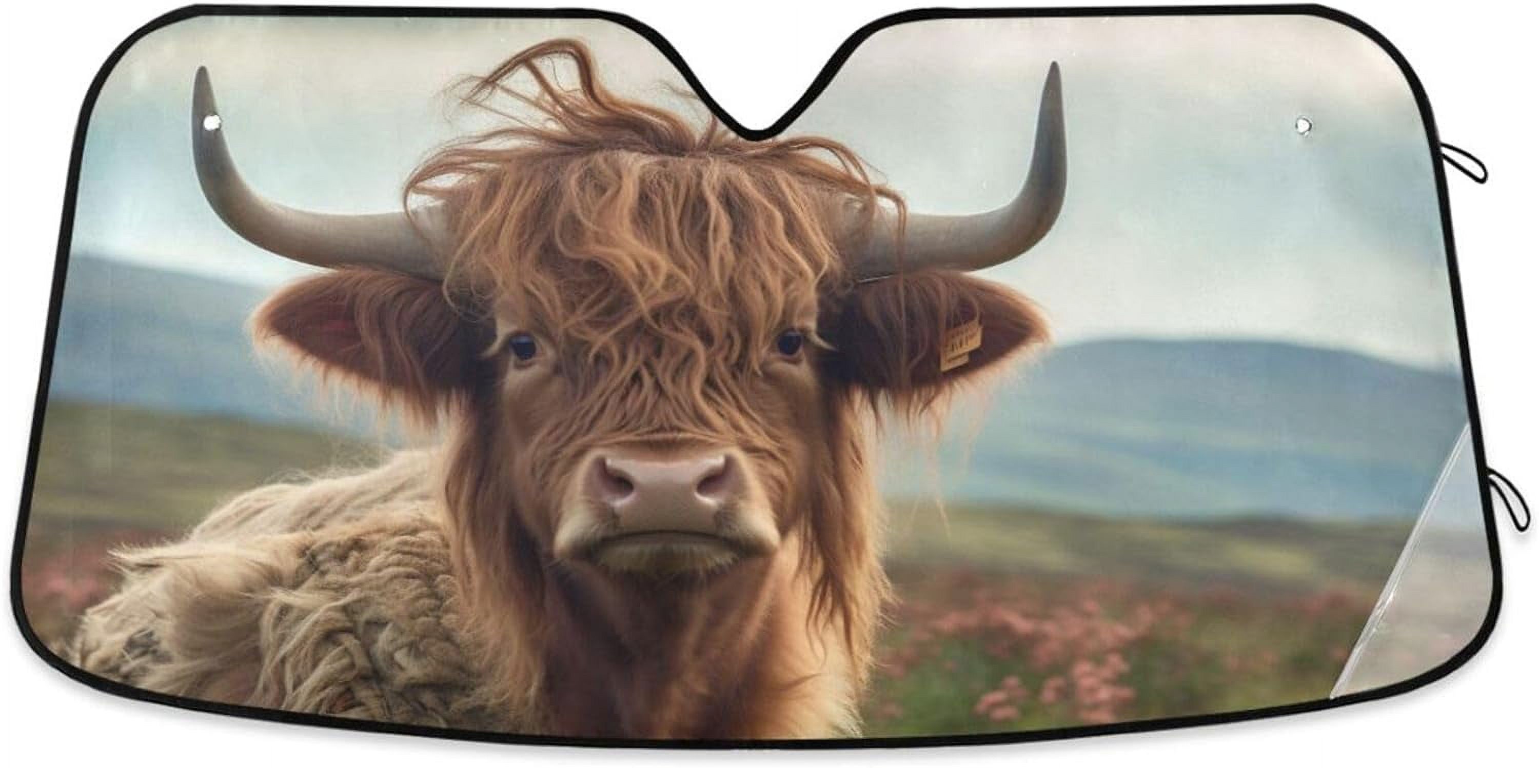 Highcool Highland_Cow Front Windshield Sun Shade Foldable UV Sunshade ...