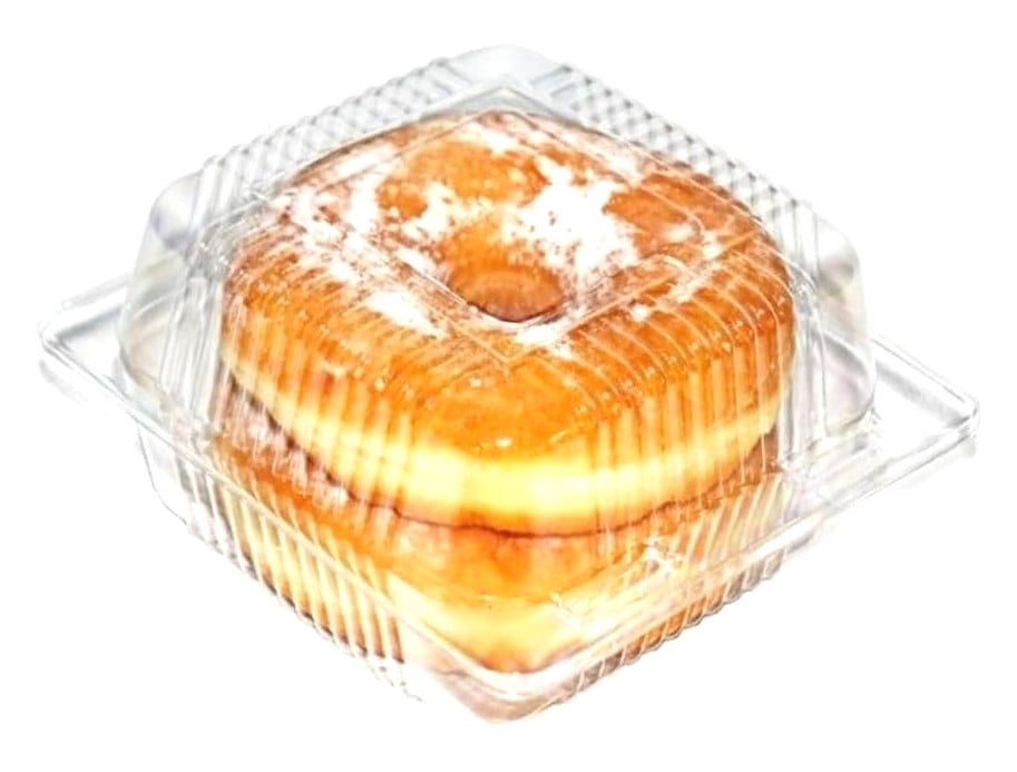 Highcool Hinged Plastic Clear Food Container with Lid, Square Clamshell ...