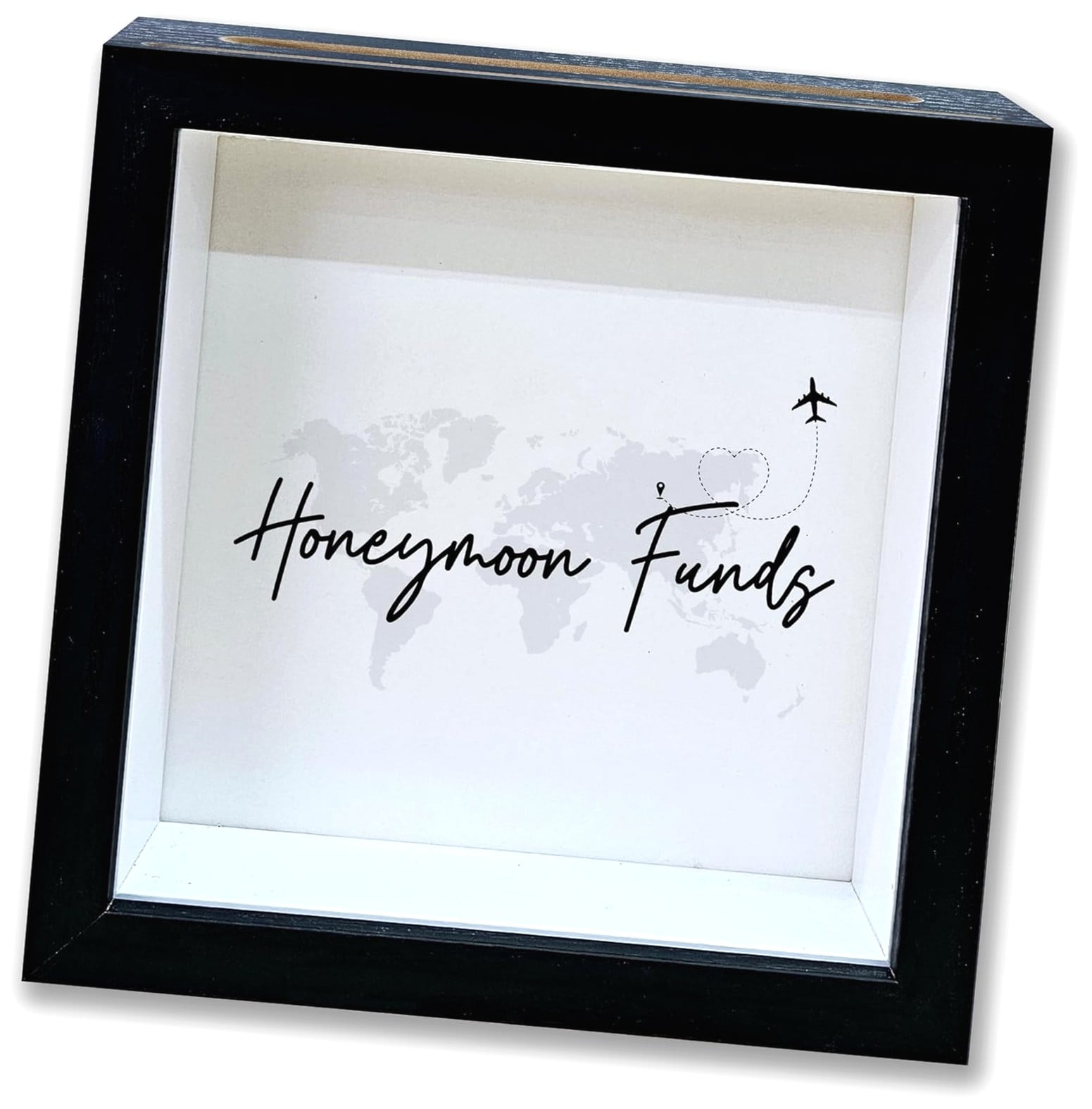 Highcool Honeymoon Fund Shadow Box Frame, Wedding Box with Slot, Map ...
