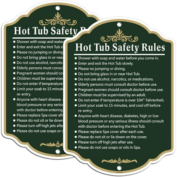Highcool Hot Tub Rules Sign 2 Pack, 10” 14” Rust Free Aluminum Sign ...