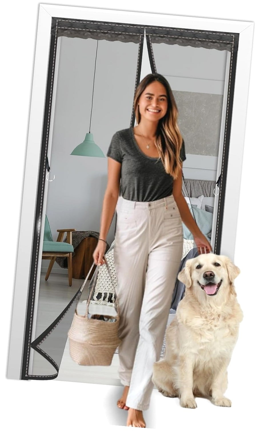 Highcool Install Self- Screen Door Hands Free with for Door, Doorway ...