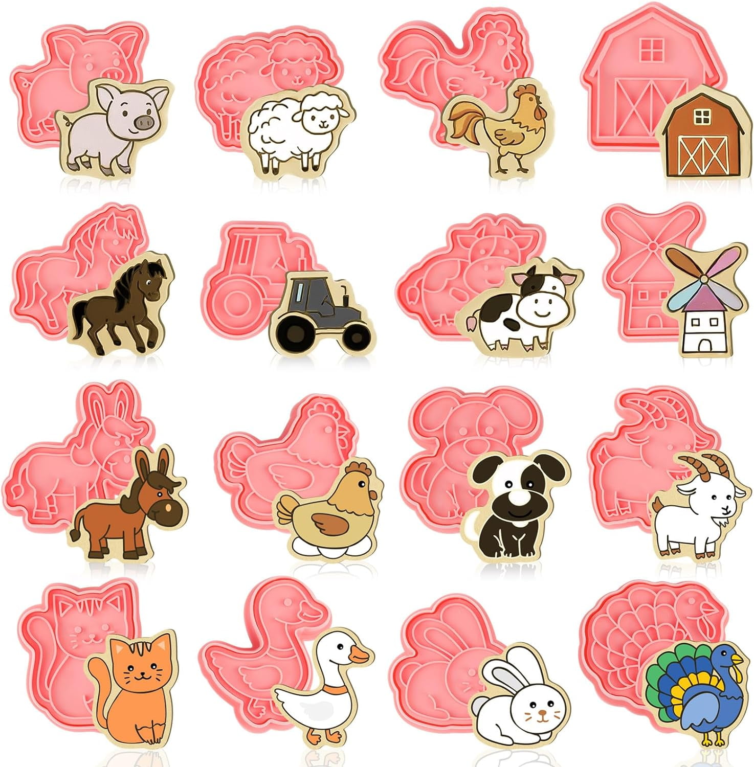 Highcool Jspupip 16 Pa Farm Animal Coe Set, 3D Coe Plunger Stamps Cow ...