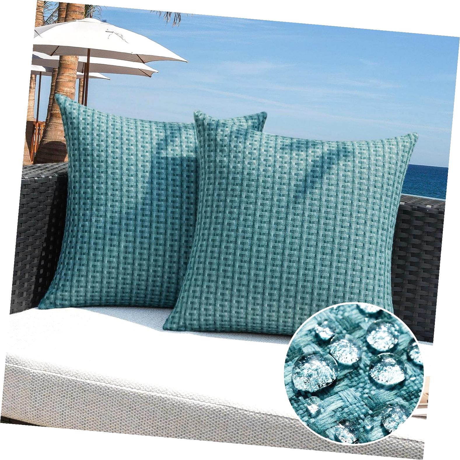 Highcool Kevin Fabric Outdoor Throw Covers Set of 2 Woven Exterior ...