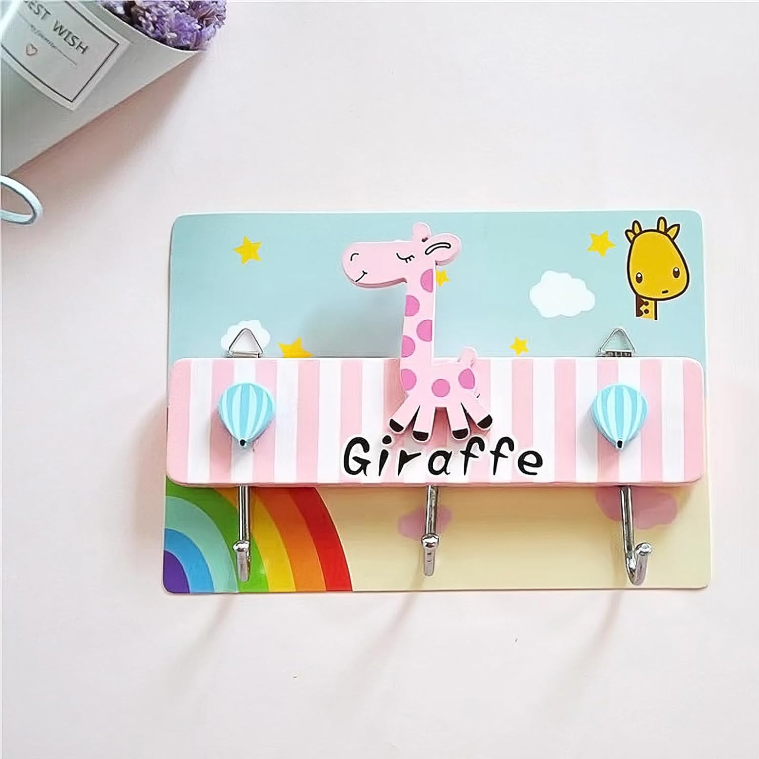 Highcool Kid Cute Giraffe Themed Coat Hook Wall Hooks Decorative Hooks for Baby Nursery and ...