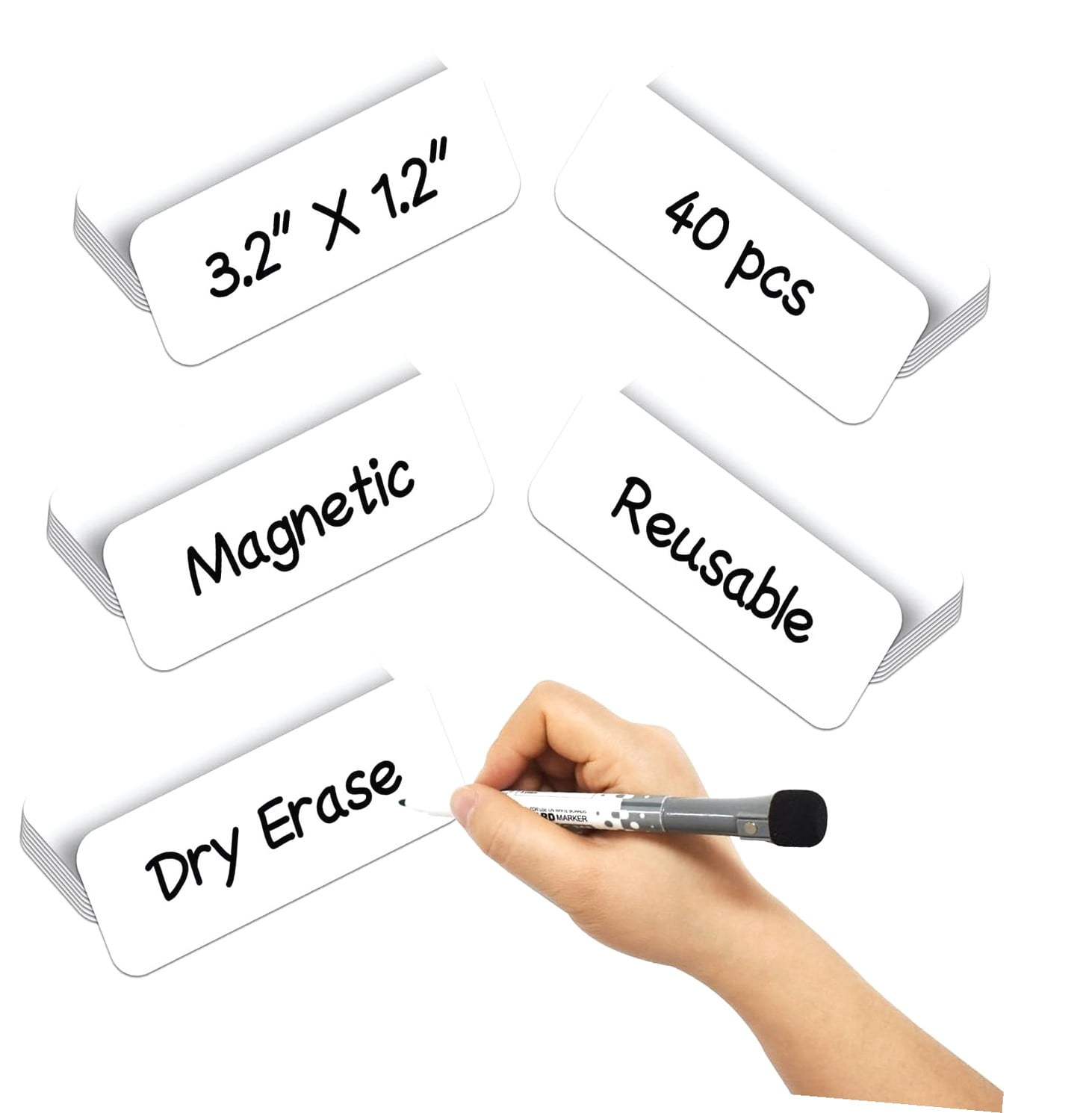 Highcool Labels 3.1x1.2 Inch White, Labels for Whiteboards, Pack of 40 ...