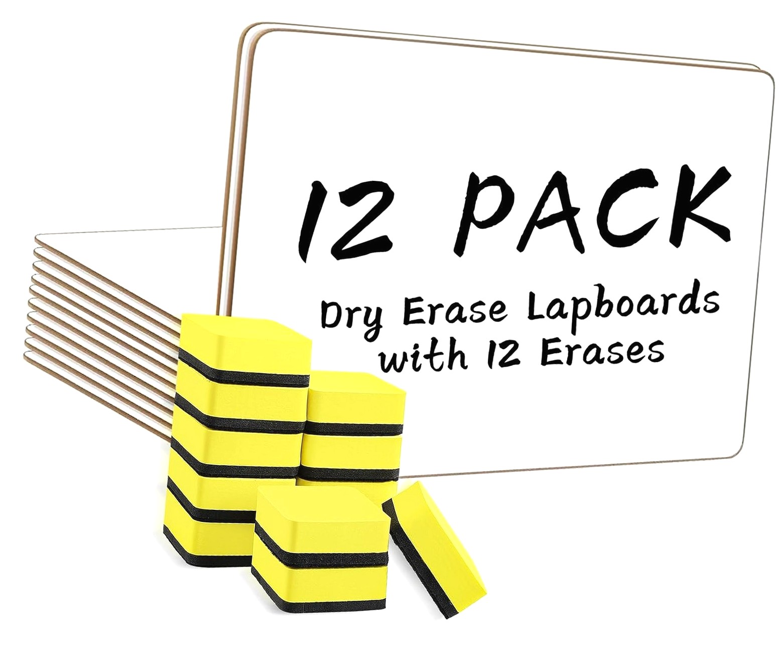 Highcool Lapboards, 12 Pack Double Sided Small Whiteboards 9x12.5 Inch ...