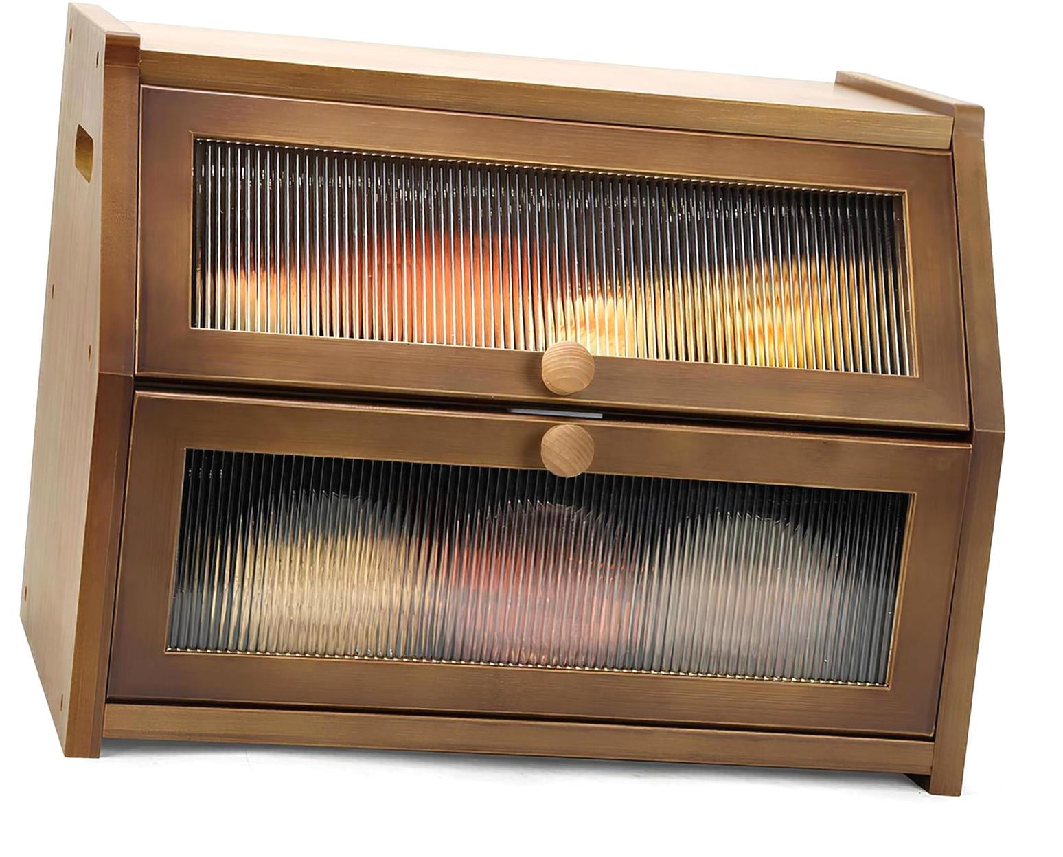 Highcool Large Bread Box for Kitchen Countertop, Wooden Bread Bin with ...