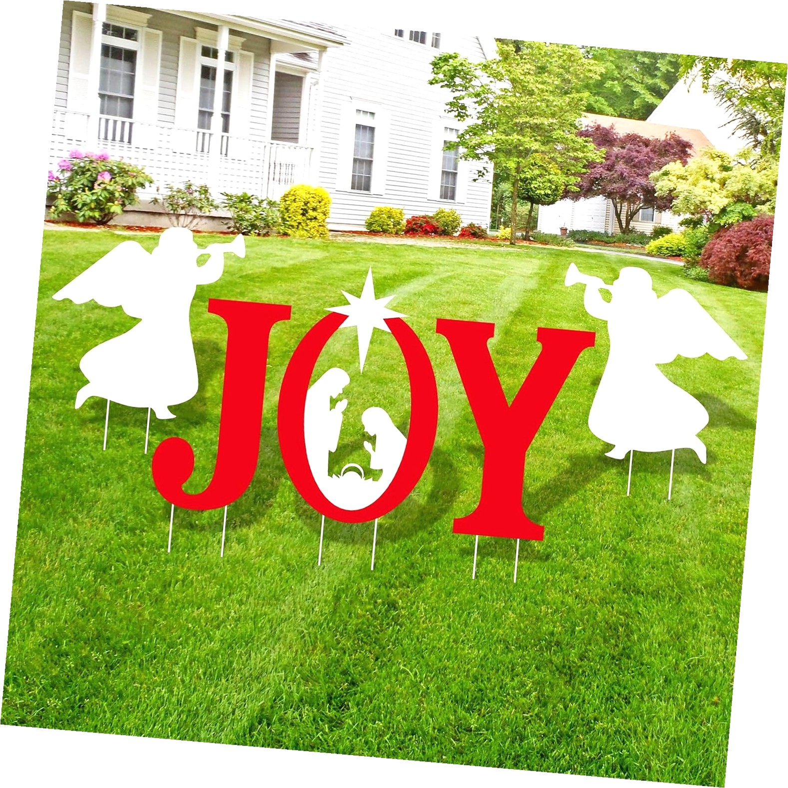 Highcool Large Christmas Yard Signs with Stakes 5Pc JOY Nativity Holy ...