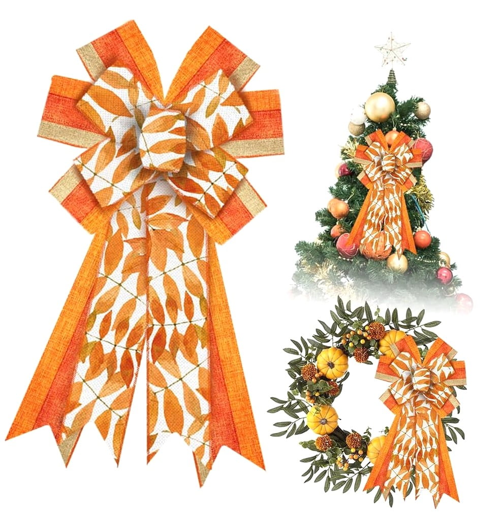 Highcool Large Fall Wreath Bows for Door, Thanksgiving White Bows ...
