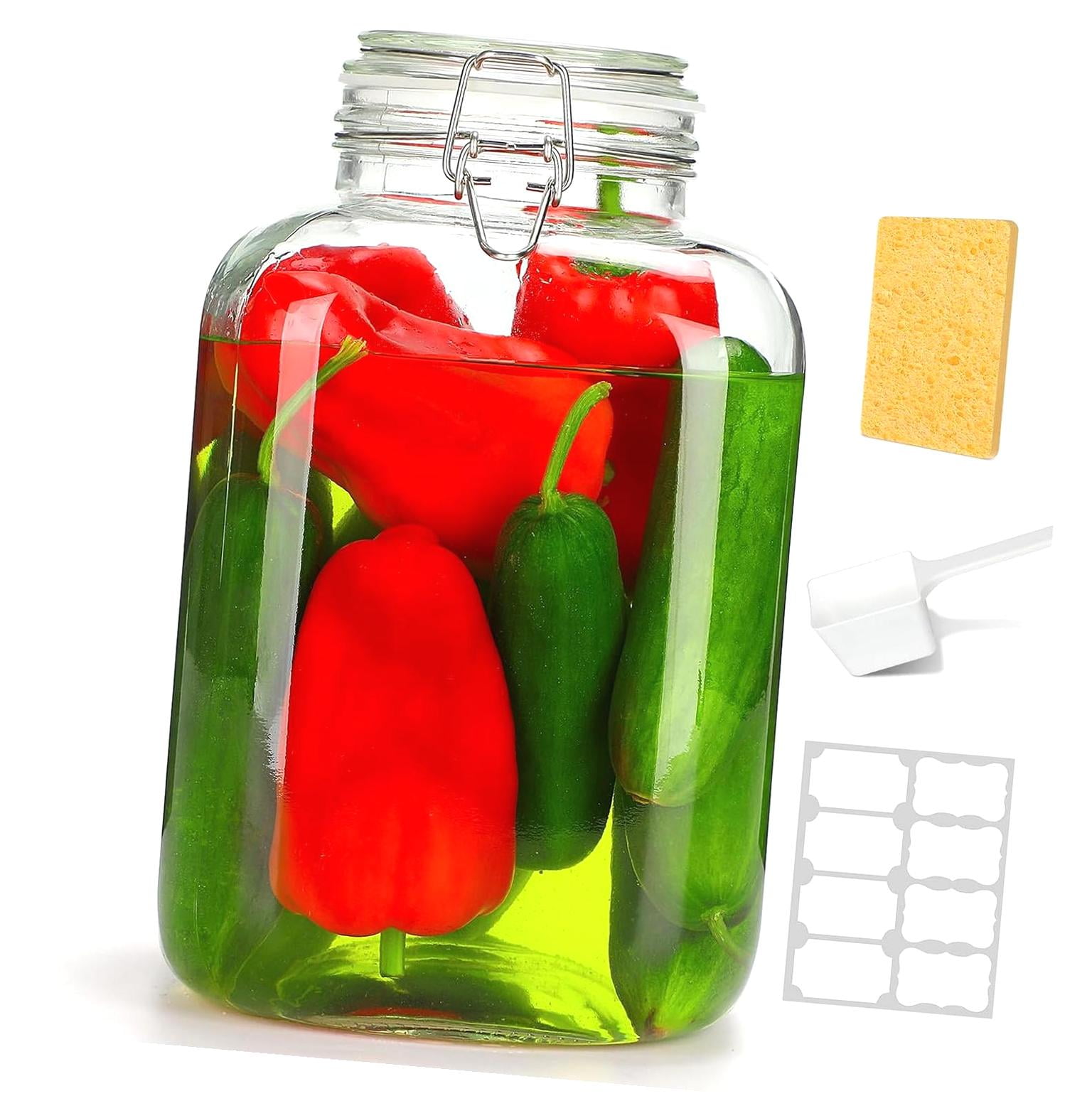 Highcool Large Glass Jar with Airtight Lid, 1 Gallon Wide Mouth Storage ...