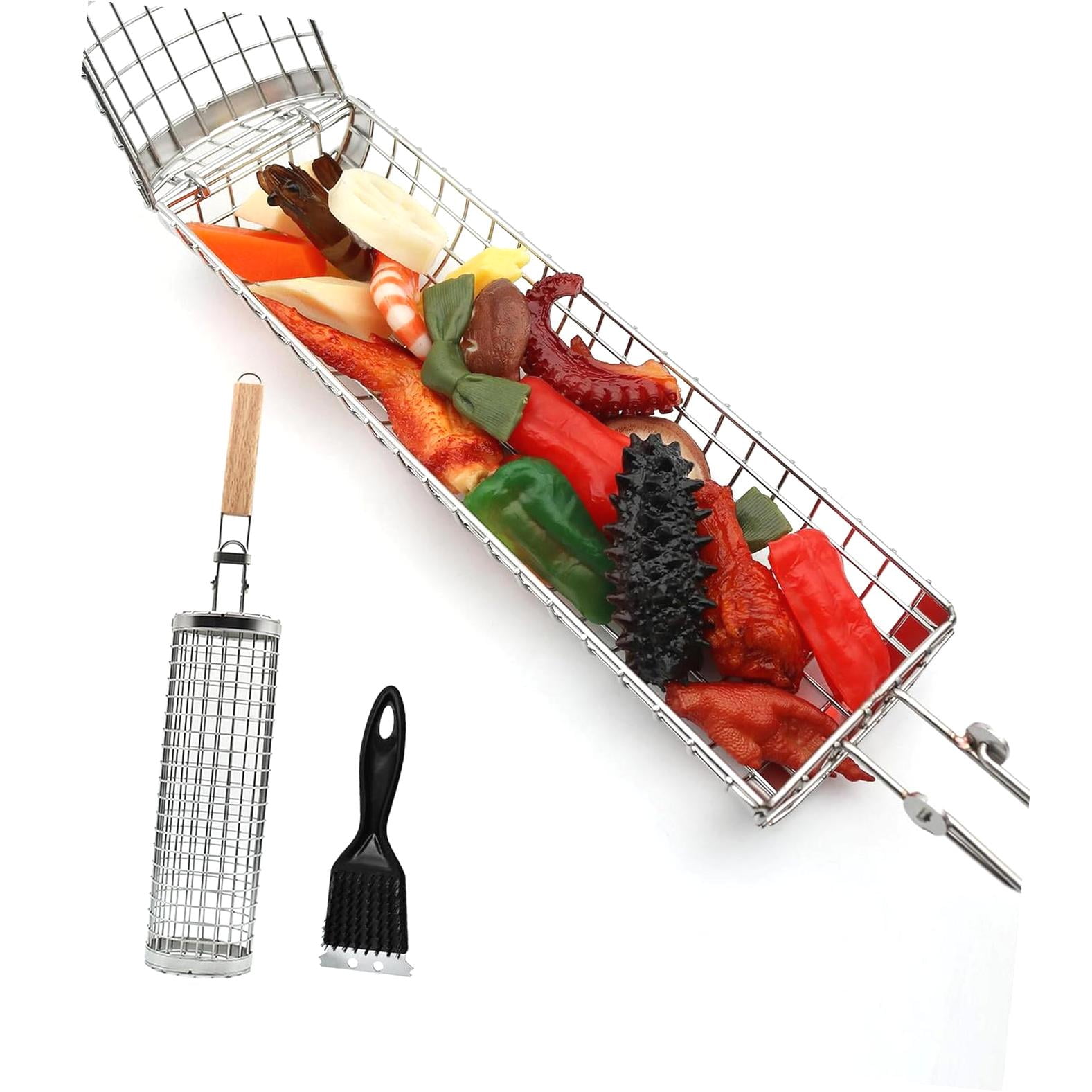 Highcool Large Grill Basket for BBQ Camping Picnic, 304 Stainless Steel ...