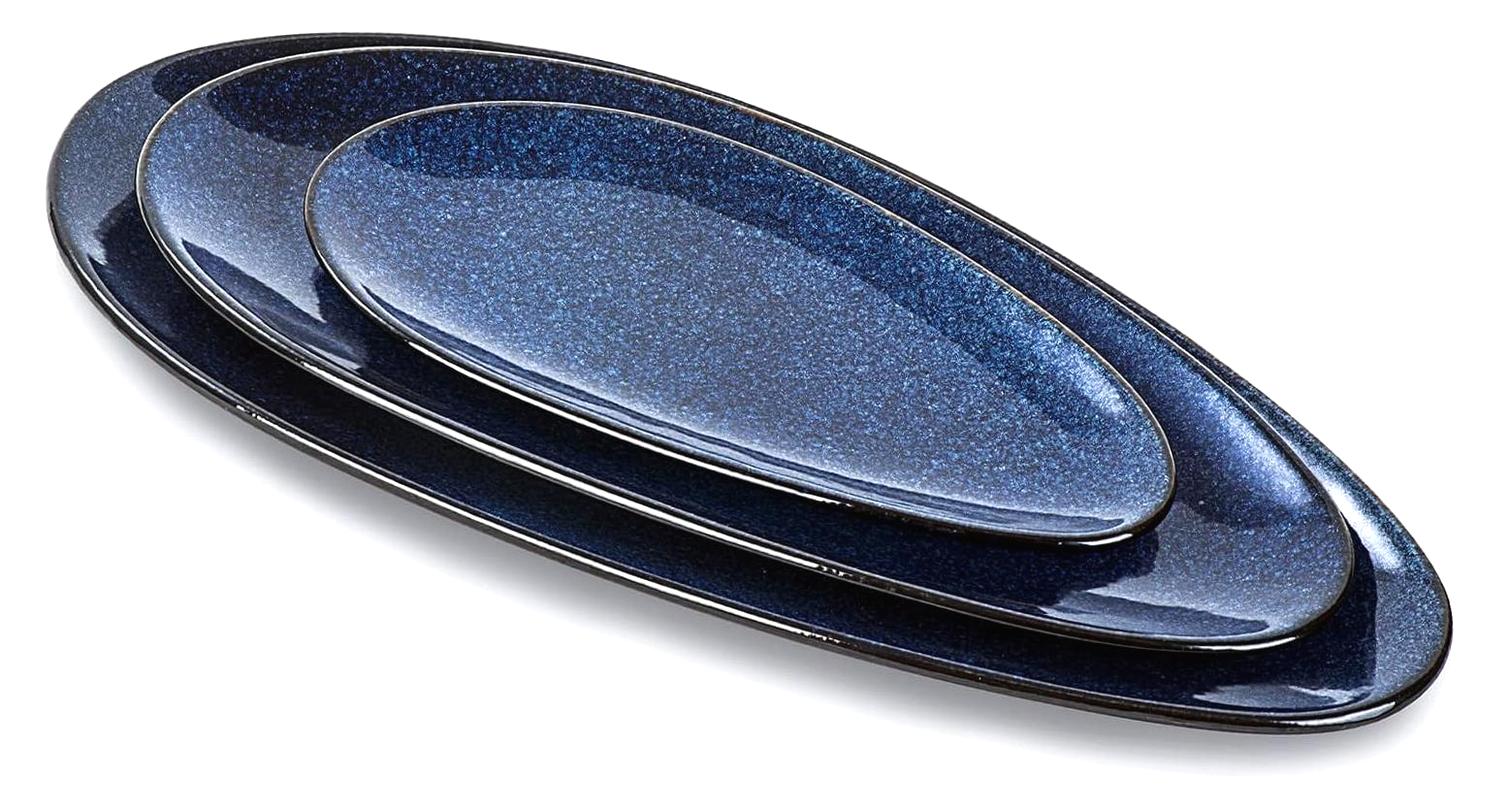 Highcool Large Oval Serving Platters, 16''/14''/10'' Porcelain Serving ...