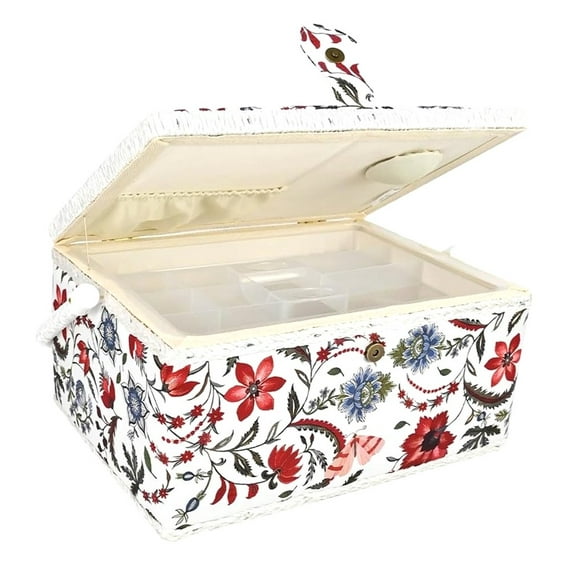 Highcool Large Sewing Basket with No and Removable Tray, Bright White ...