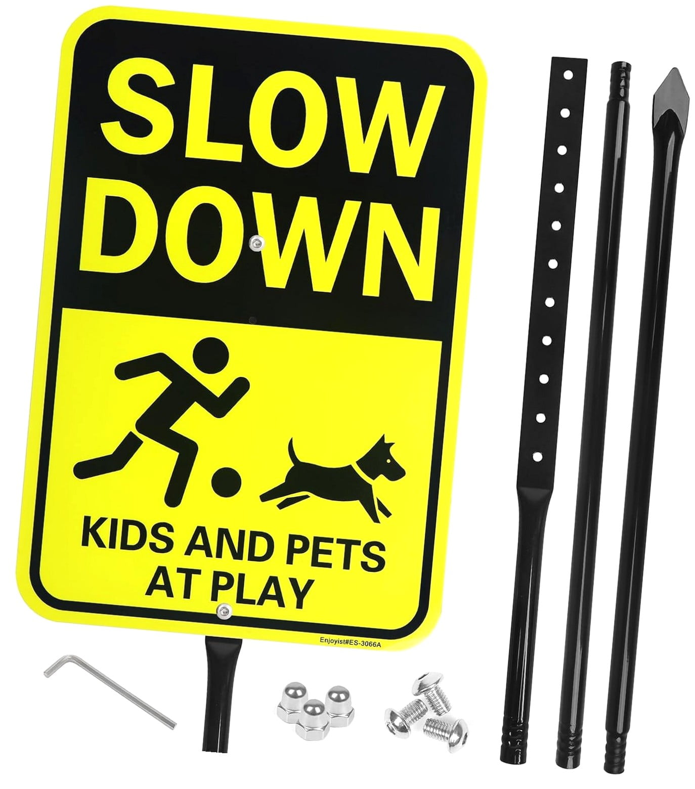 Highcool Large Slow Down and at Sign with 54" Metal Stake, " 12" .040 ...