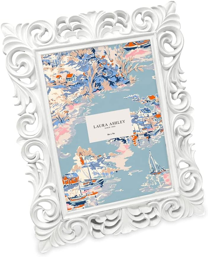 Highcool Laura ley 5x7 White Vintage Inspired Resin Scroll Design Pture ...