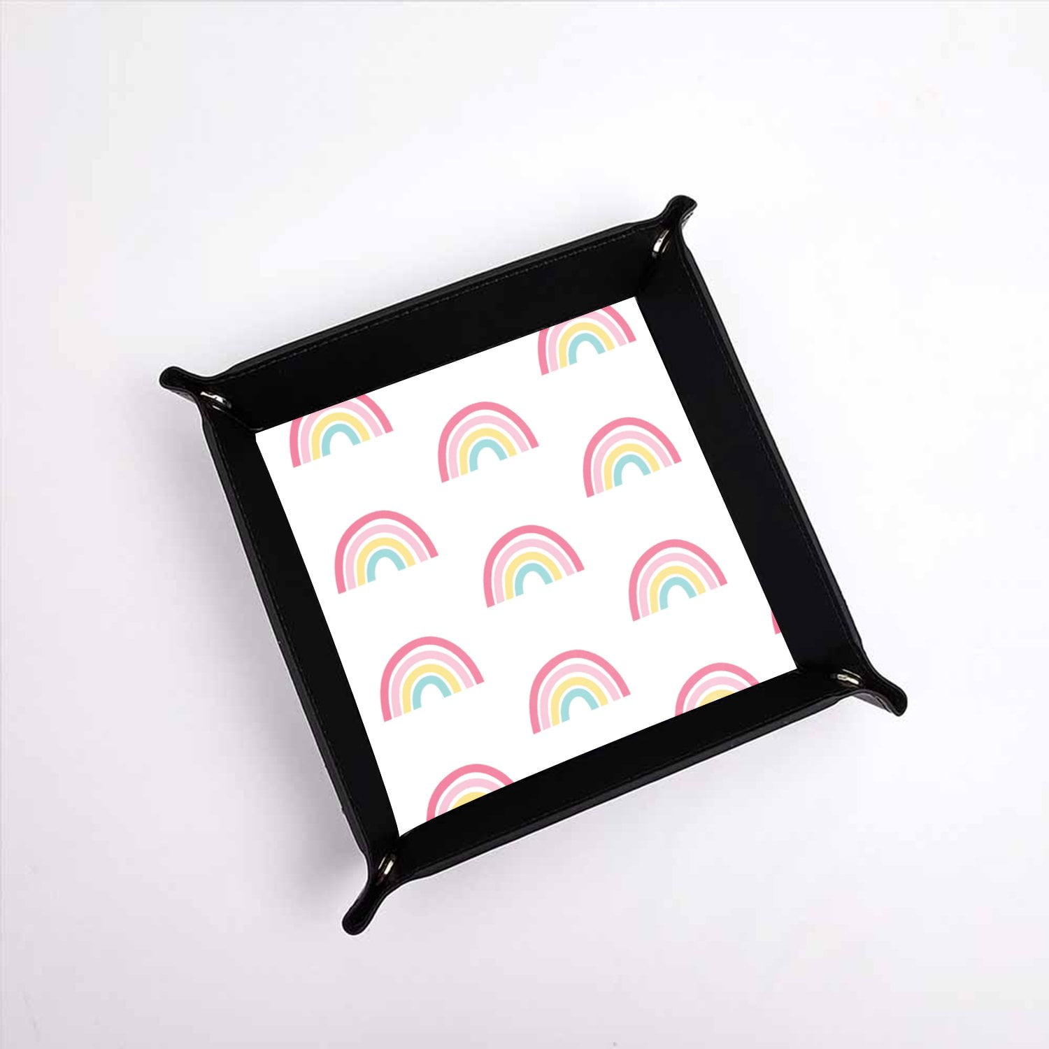Highcool Leather Valet Tray Hand Drawing Rainbow Portable Entryway ...