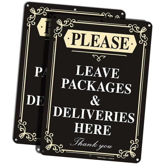 Highcool Leave Packages and Deliveries Here Sign, 2-Pack 14 10 Inch ...