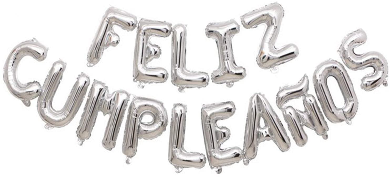 Highcool Letter Feliz Cumpleanos Silvery Balloon Birthday Banner ...