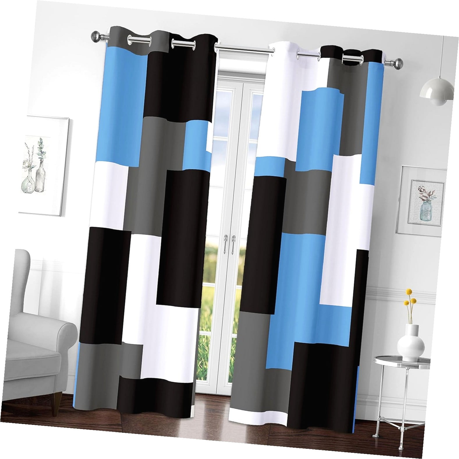 Highcool Light Blue 100% Curtains for Bedroom 63 inch Length 2 Panels ...