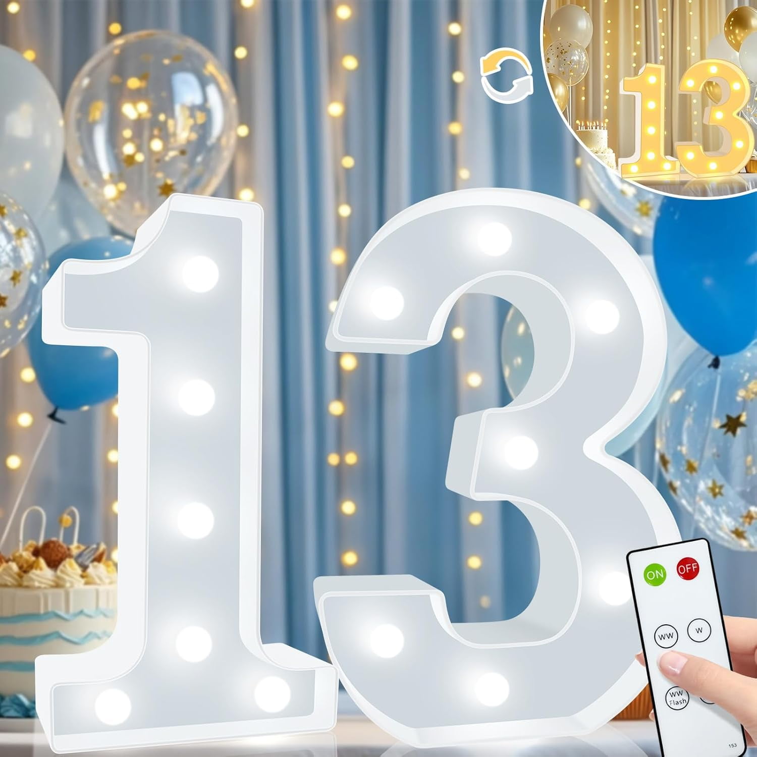 Highcool Light Up Numbers Birthday Decorations, Marquee Number Lights ...