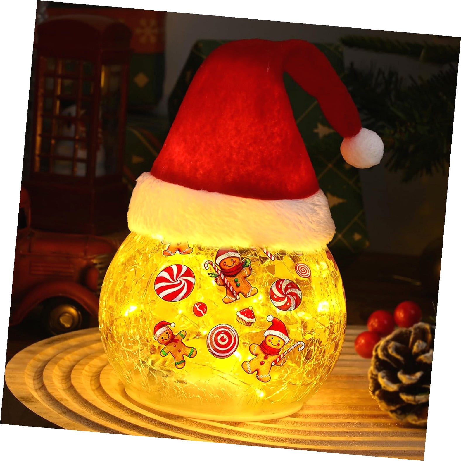 Highcool Lighted Indoor, 4" Crackle Balls, Light Christmas Light with ...