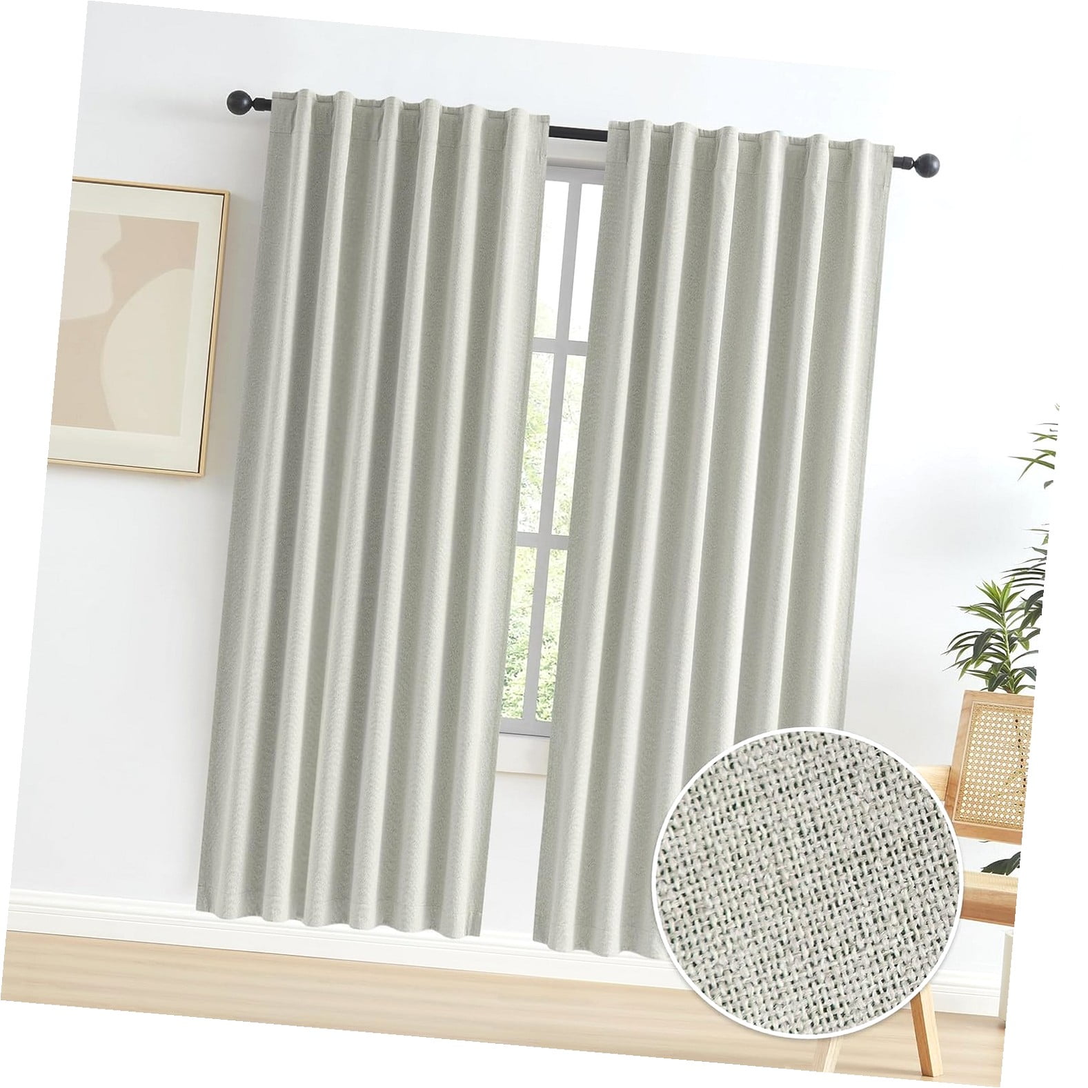 Highcool Linen Curtains for Doorway Privacy, Thermal Insulated Country ...