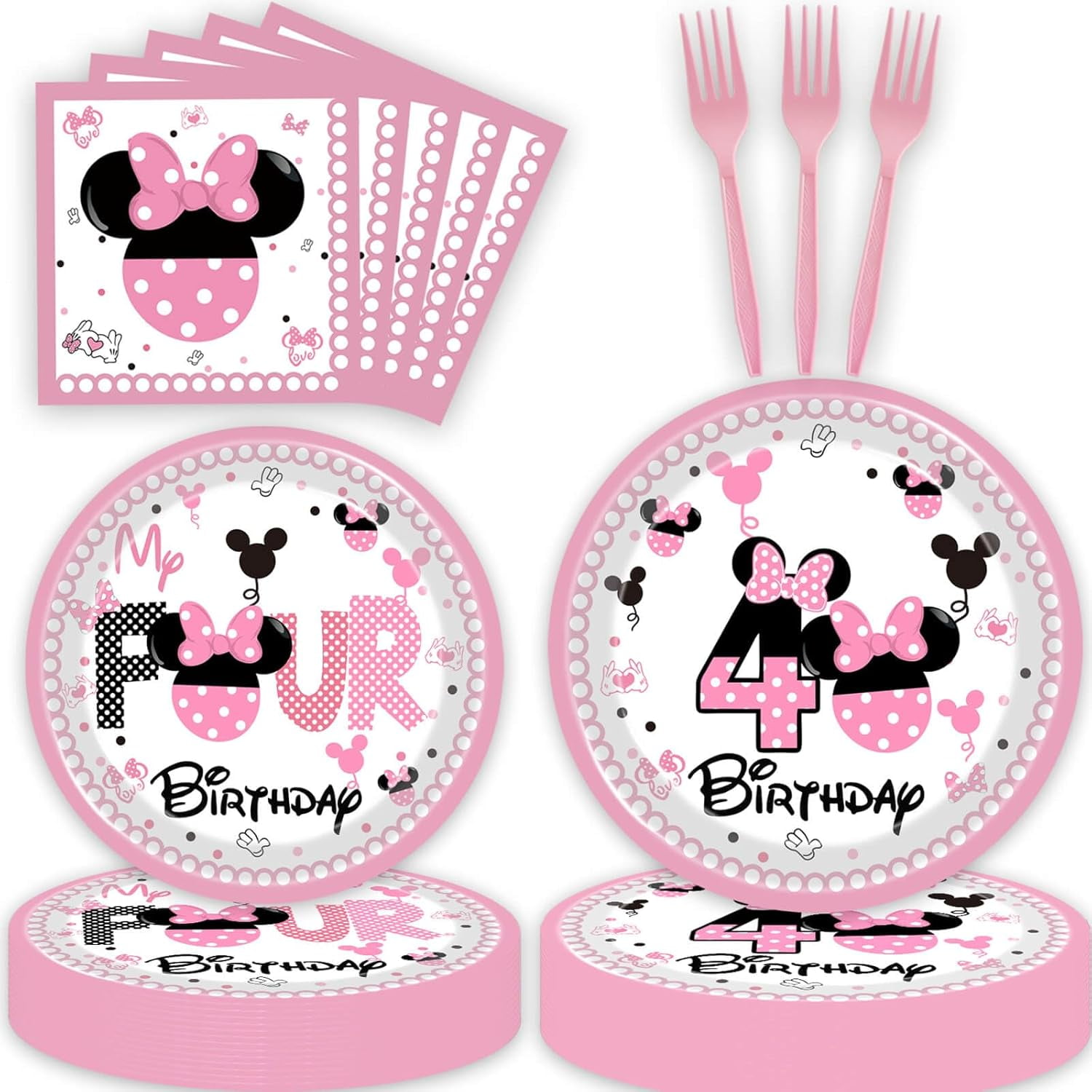 Highcool Lmp 80 Pcs Pink 4th Birthday Decorations Girls Four Years Old ...