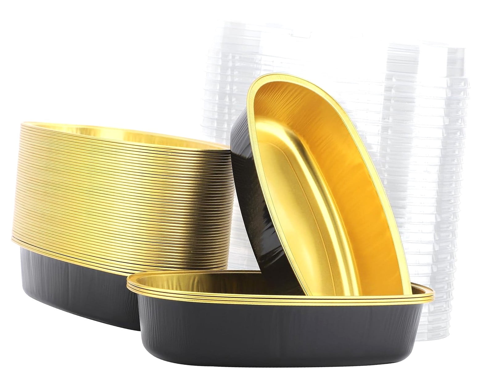 Highcool Loaf Pans With , 6 Inch 50 Pack Oval Cake Pan, Golden Baking ...