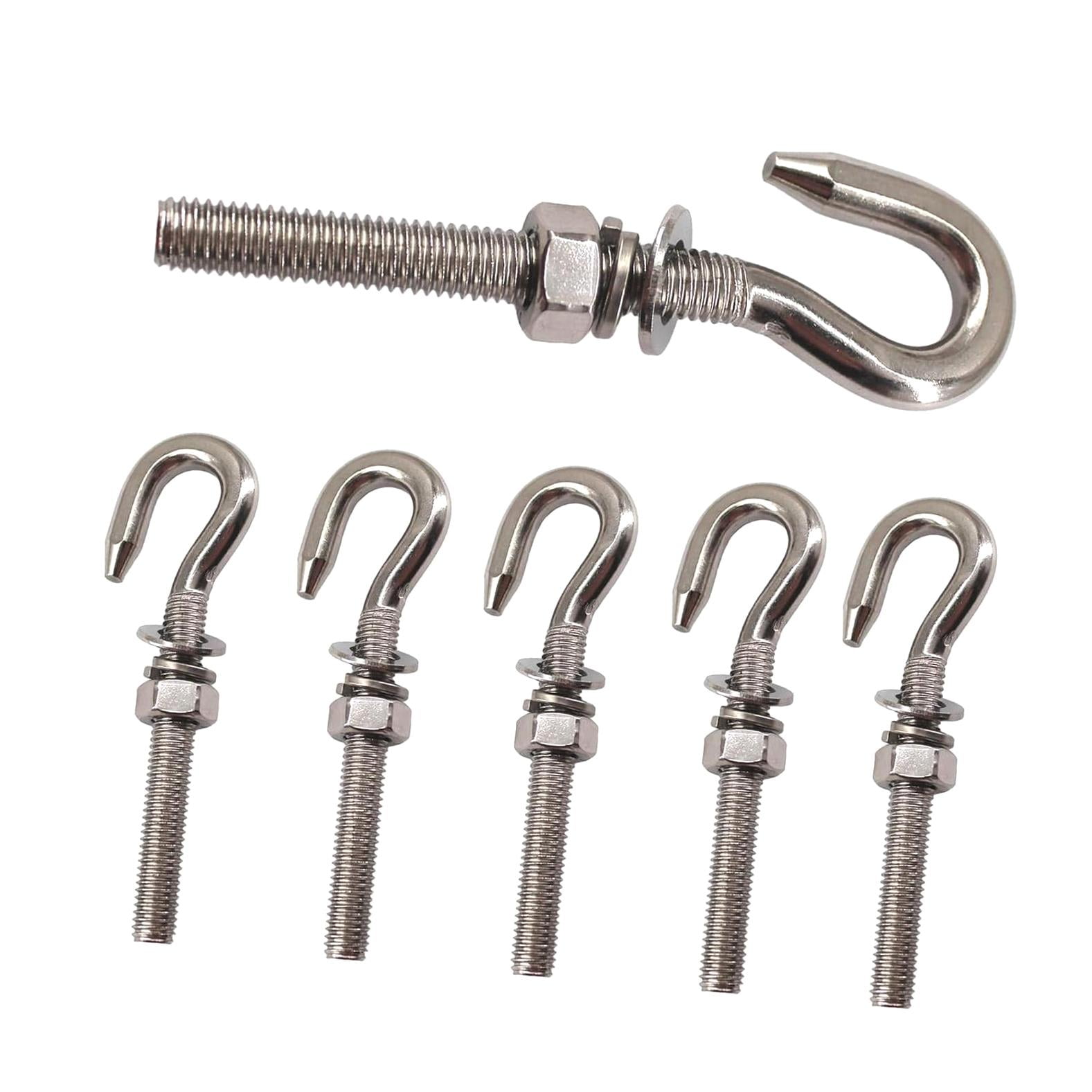 Highcool M10 6Pcs 304 Stainless Steel Hook Bolt with Washers and Nut ...