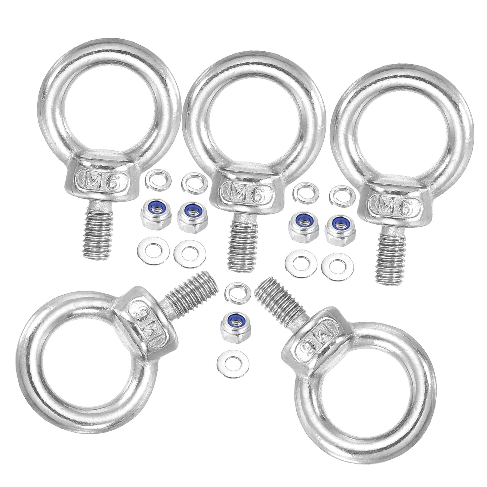 Highcool M6x20mm Eyebolt 304 Steel Male Threaded Extended Bolts Screws ...