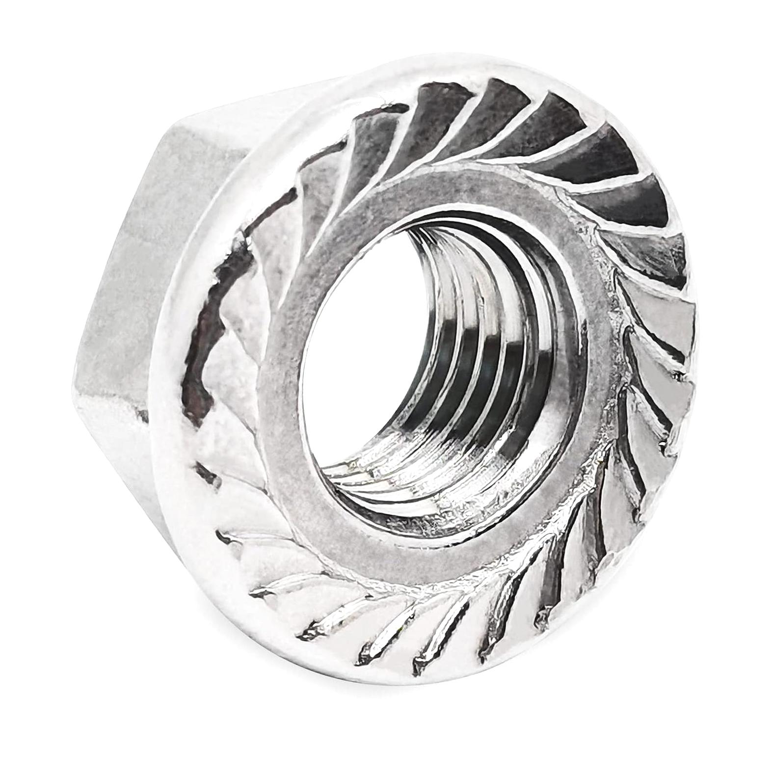 Highcool M8 1.0mm Fine Thread 304 Steel Serrated Flange Lock Nuts ...