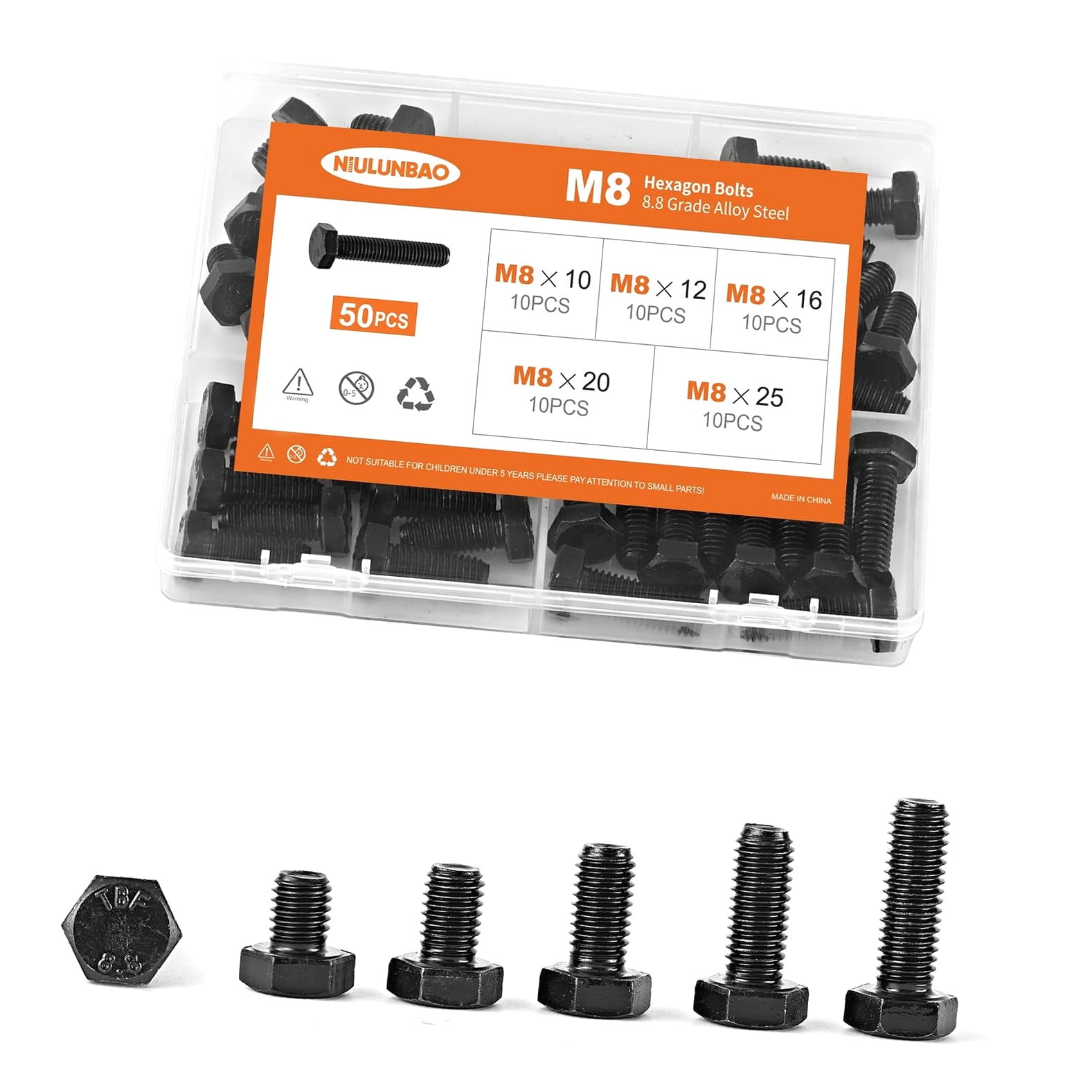 Highcool M8 10mm 12mm 16mm 20mm 25mm Hexagon Bolts Screws, Alloy Steel ...