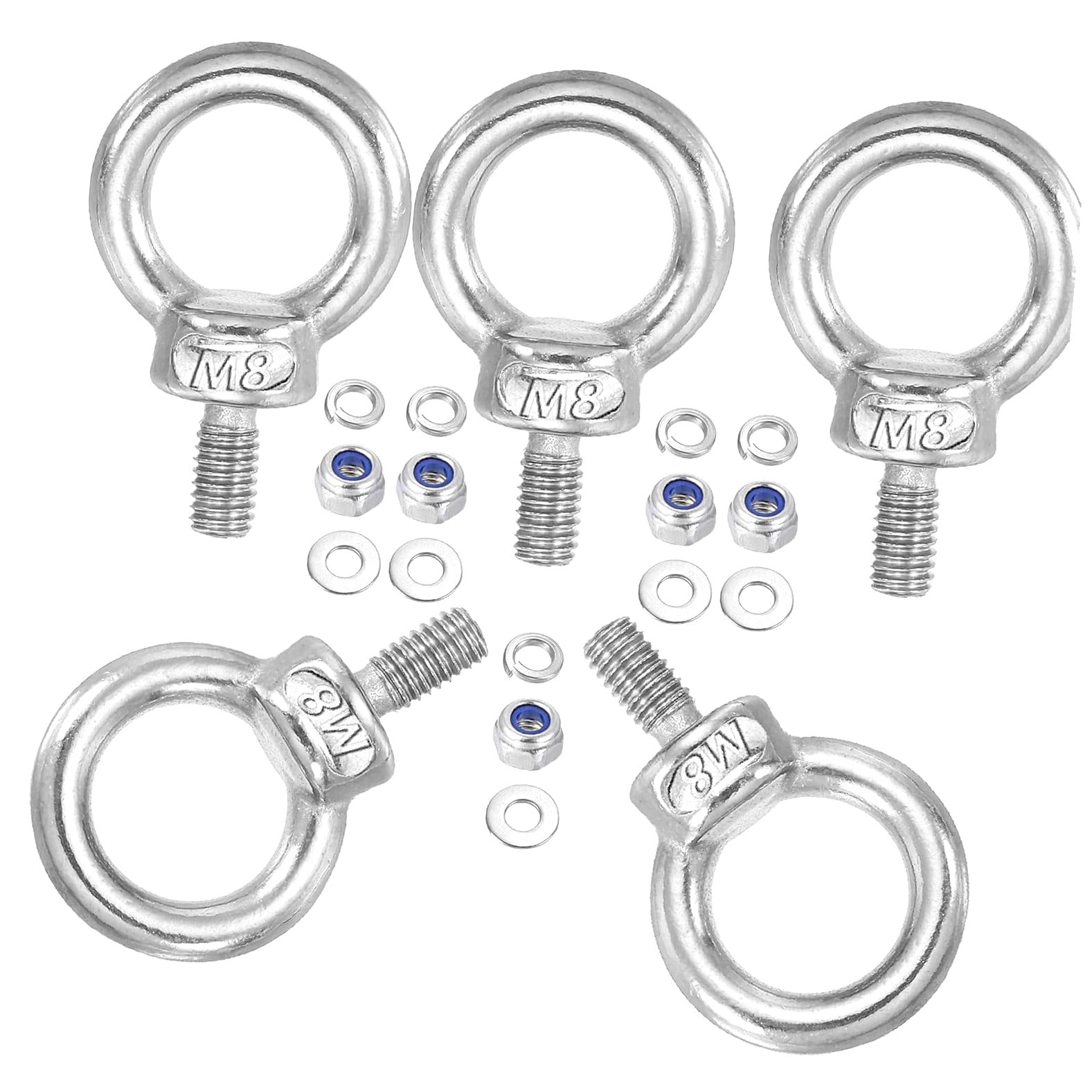 Highcool M8x20mm Eyebolt Male Threaded Extended Bolts Screws with Lock ...