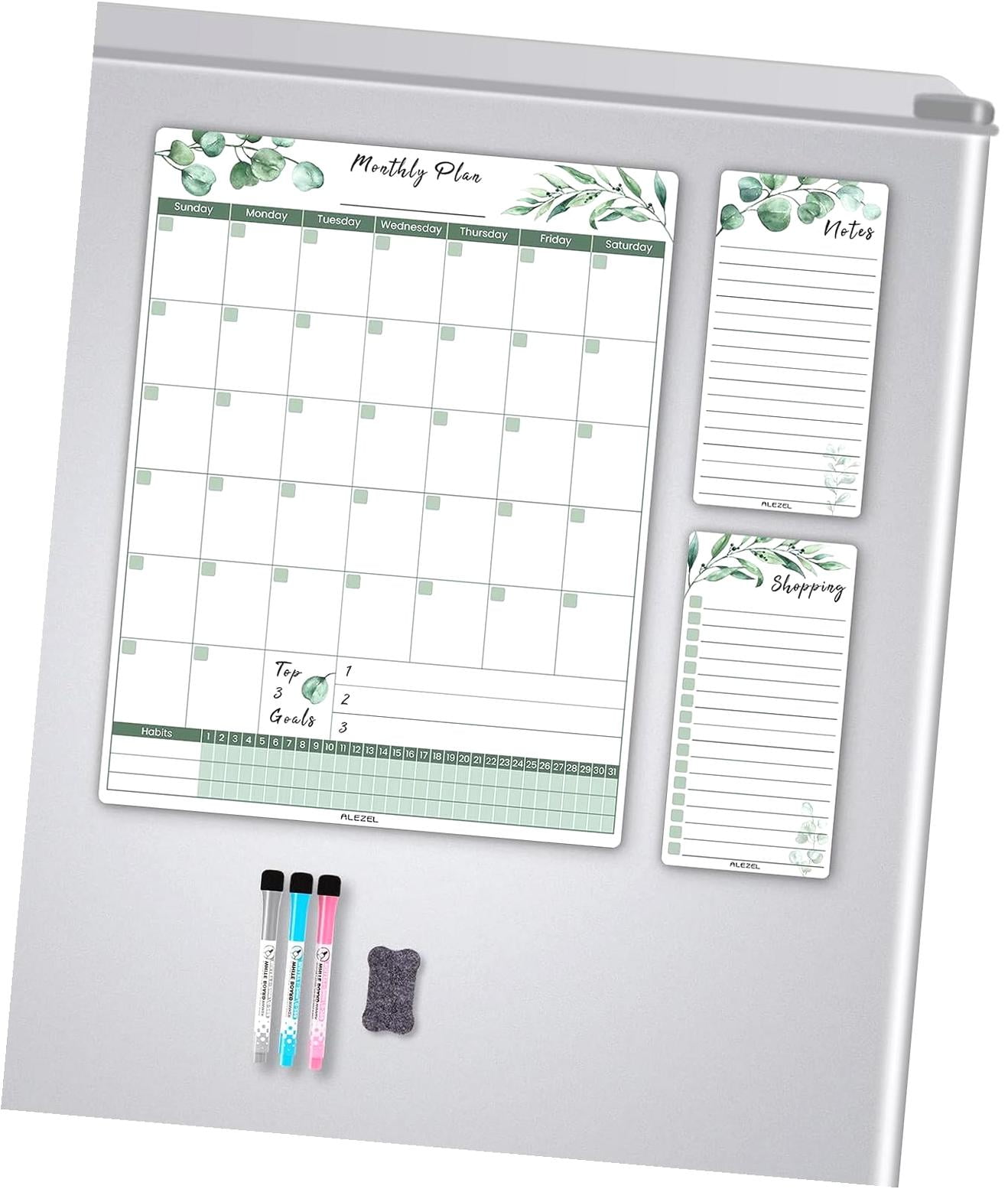 Highcool Magnetic Fridge Calendar, Greenery Monthly Planner Set ...