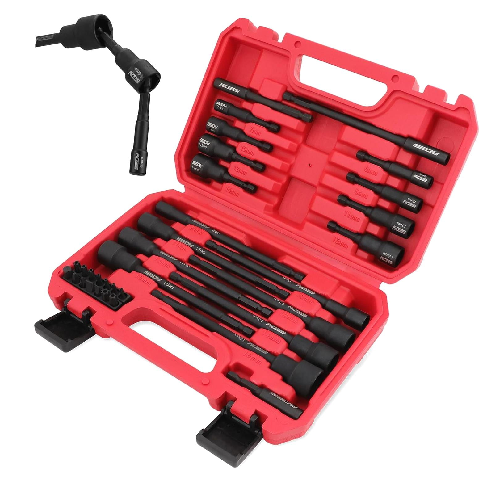 Highcool Magnetic Impact Long Nut-Driver Set: 33-Piece Metric Hex Nut ...