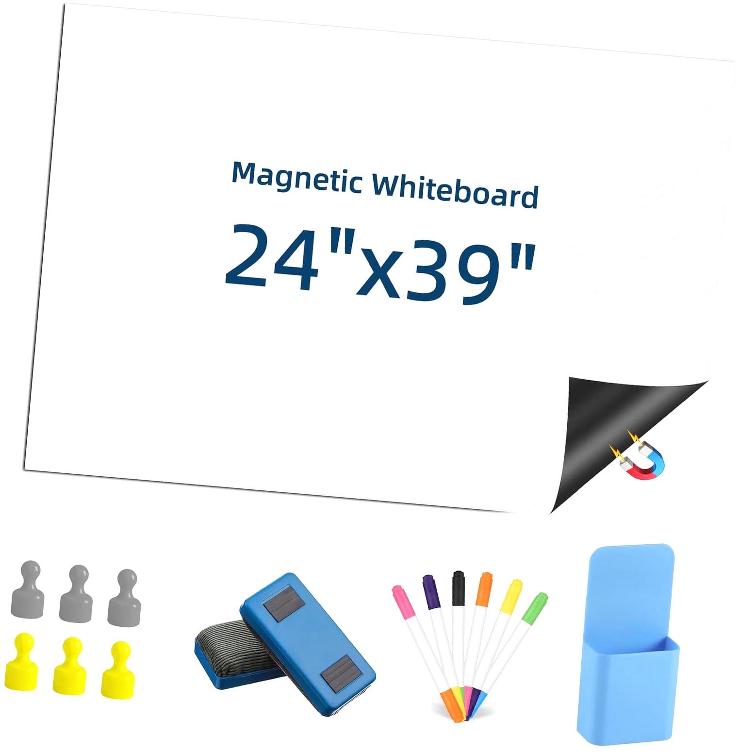 Highcool Magnetic Whiteboard Paper 24" x 39", Wall-Mounted Fridge White ...