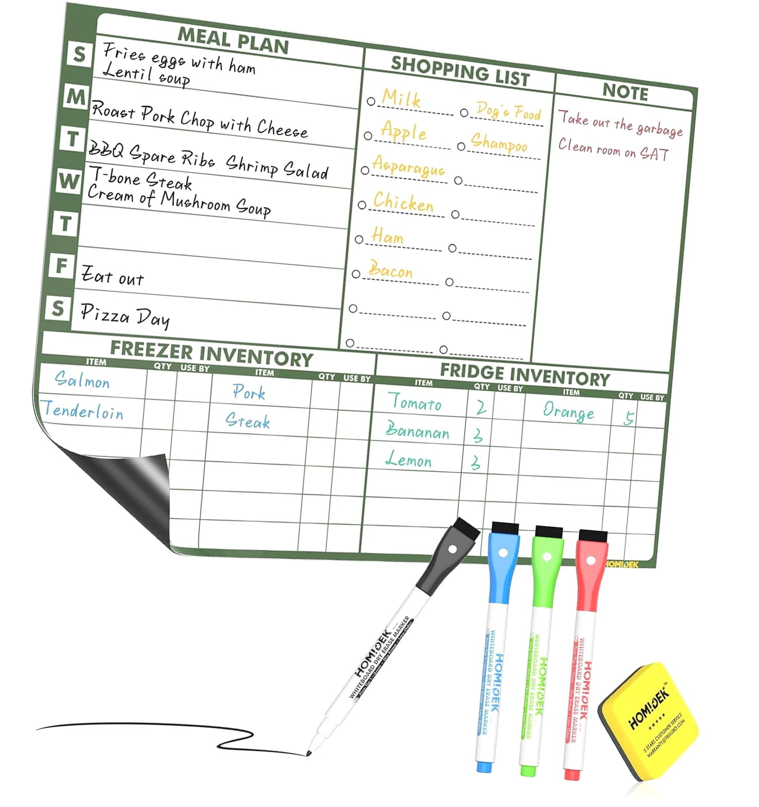 Highcool Meal Planner Menu : with Grocery List Fridge Freezer List for ...