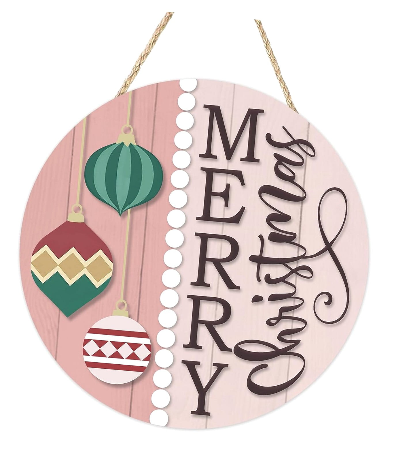 Highcool Merry Christmas Balls Door Sign, Xmas Farmhouse Wood Hanger ...