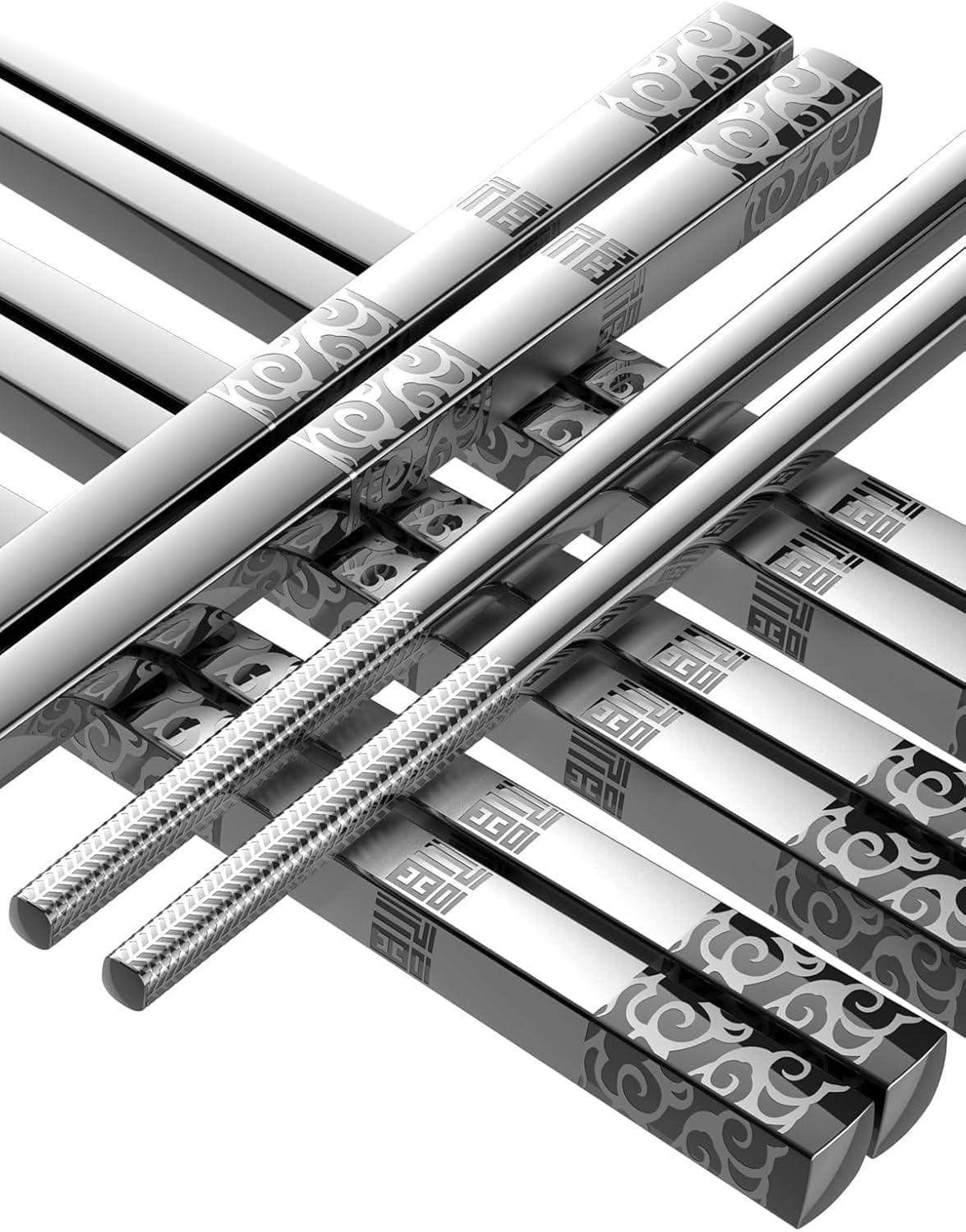 Highcool Metal Chopsticks 5 Pairs Steel Chopsticks Square Chop Sticks ...